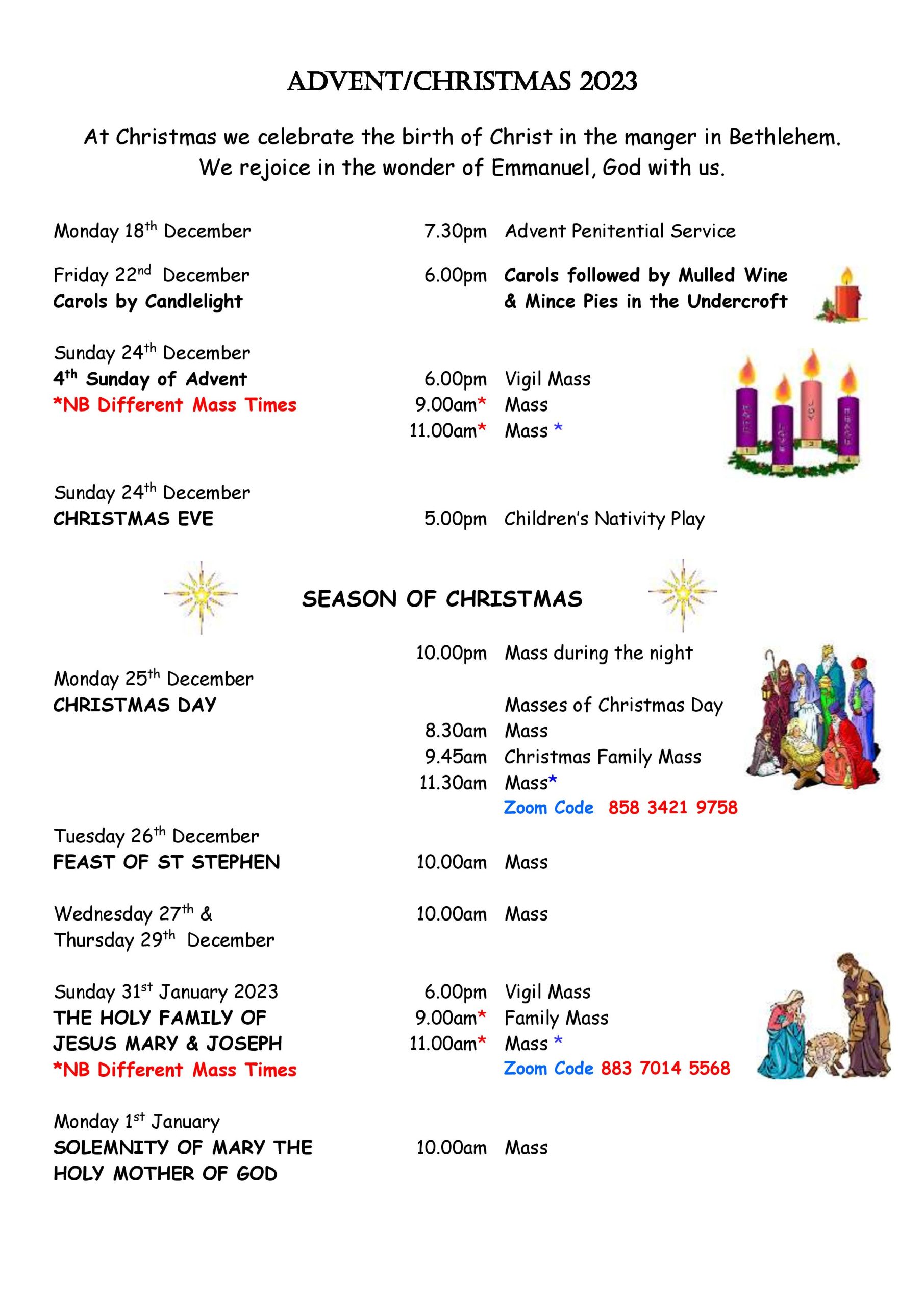 Advent & Christmas 2023 | Our Lady of Lourdes, Catholic Church Harpenden