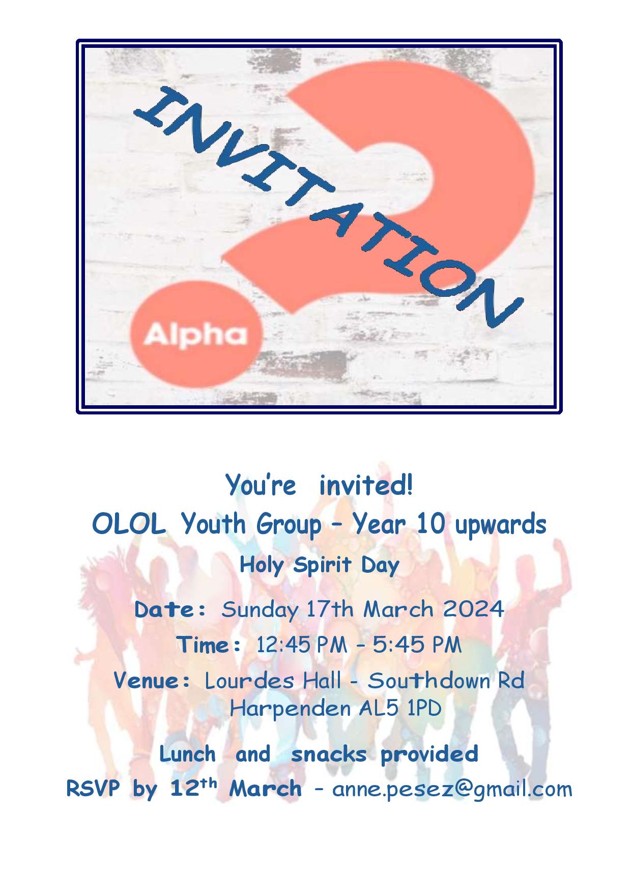 Youth Group Holy Spirit Day | Our Lady of Lourdes, Catholic Church ...