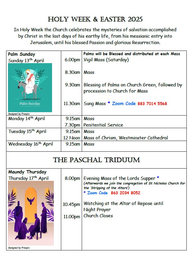 Holy Week 2025 | Our Lady of Lourdes, Catholic Church Harpenden